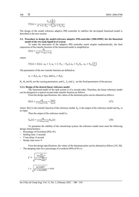 design of a model reference adaptive pid control algorithm for a tank