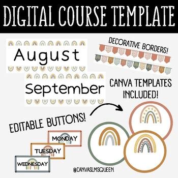 CANVAS LMS Buttons Banners Homepage Templates Boho Rainbows