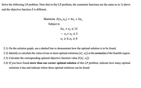 Solved Solve The Following LP Problem Note That In This LP Chegg Com