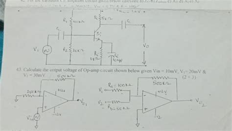 43 Calculate The Output Voltage Of Op Amp Circuit Shown Below Given Vin 1