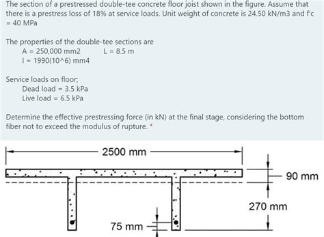 Solved The Section Of A Prestressed Double Tee Concrete