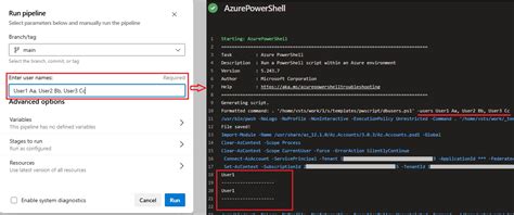 Use User Entered Values Into The Azure Pipeline And Use In Powershell