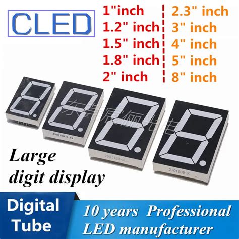 큰 자리 표시 빨간색파란색녹색흰색 7 세그먼트 디스플레이 1 15in 23 5 인치 Led 디스플레이 디지털 튜브