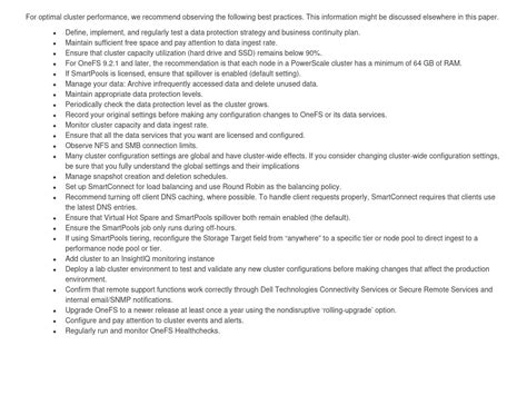 best practices checklist dell powerscale onefs best practices dell