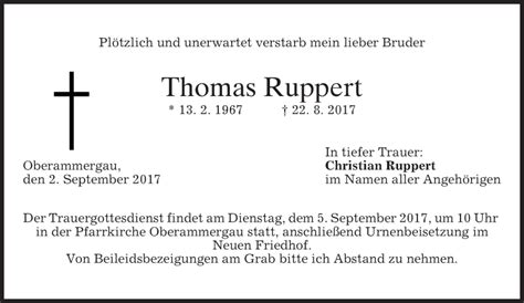 Traueranzeigen Von Thomas Ruppert Trauermerkurde