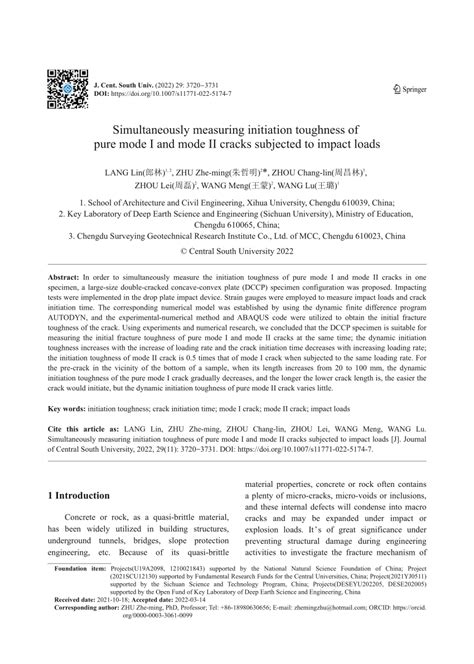 Pdf Simultaneously Measuring Initiation Toughness Of Pure Mode I And Mode Ii Cracks Subjected