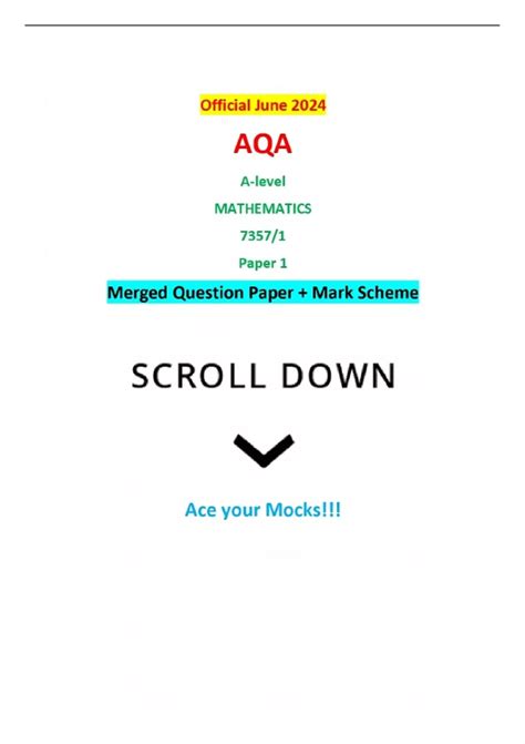 Official June 2024 Aqa A Level Mathematics 73571 Paper 1 Merged