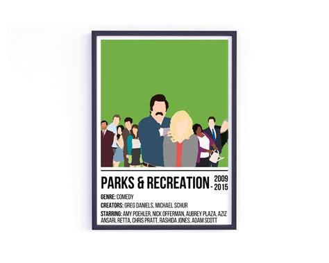 Parks And Recreation Tv Show Poster Leslie Knope Ron Swanson Ben