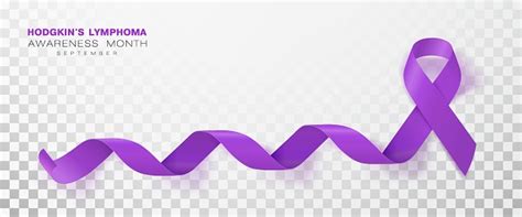 Hodgkins 림프 종 인식의 달 보라색 컬러 리본은 투명 한 배경에 고립 포스터에 대 한 벡터 디자인 서식 파일입니다 9월에