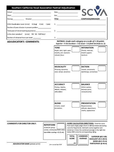 Festival Adjudication Form Pdf Choir Vowel