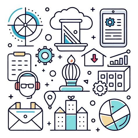 Premium Vector A Cartoon Illustration With Icons Related To Business Planning And Data Analysis