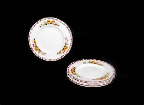 Five John Maddock Embassy Marigolds Art Deco Bread Plates Royal
