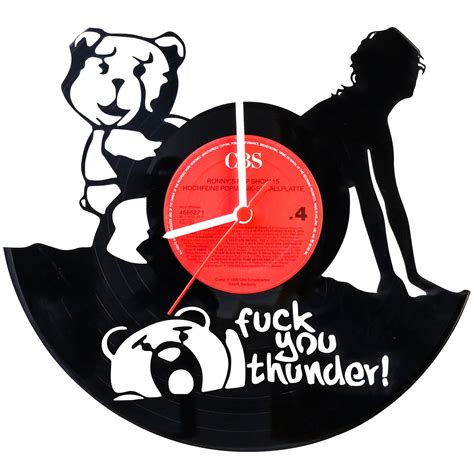 Wanduhr Aus Vinyl Fuck You Thunder Gravurzeilede
