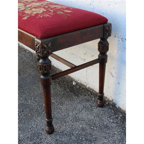 Early 1900s Tapestry Carved Vanity Stool Bench Ottoman 6307 Chairish