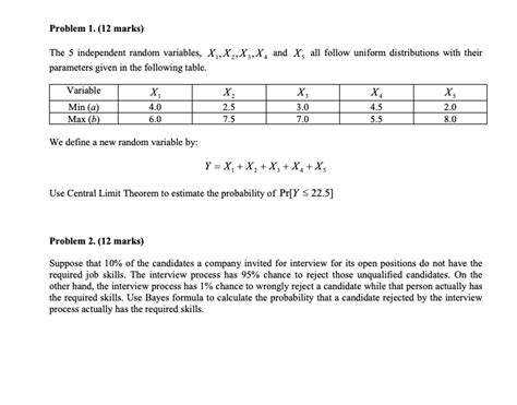 Solved Problem Marks The Independent Random Chegg Com