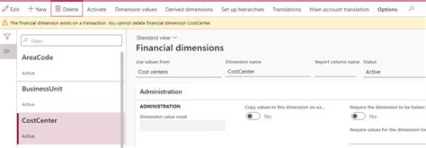 How To Removehandle Unused Financial Dimension In D365 Fando Vs Ax 2012