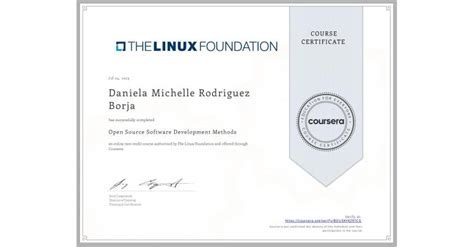 Daniela Rodriguez On Linkedin Completion Certificate For Open Source