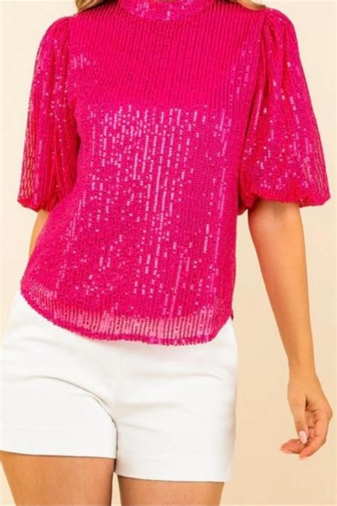 Hot Pink Sequin Top Shoptiques