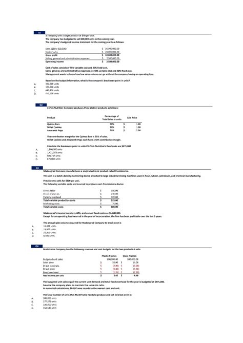 Cma P2 Decision Analysis Cvp Auditing Studocu
