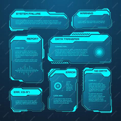 Premium Vector Blue Futuristic Hud Or Ui Elements Scifi User Interface Text Boxes Callouts