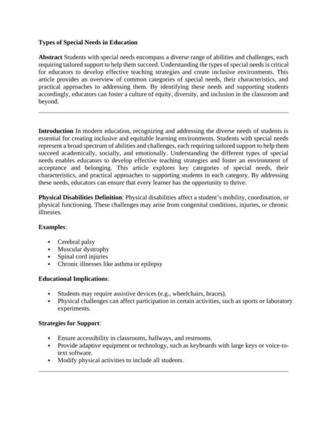 Pdf The Importance Of Special Needs Education
