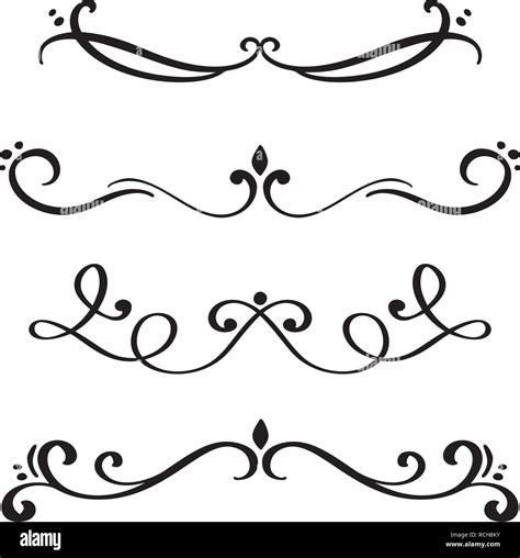 Vector Vintage Line Elegant Dividers And Separators Swirls And Corners Decorative Ornaments