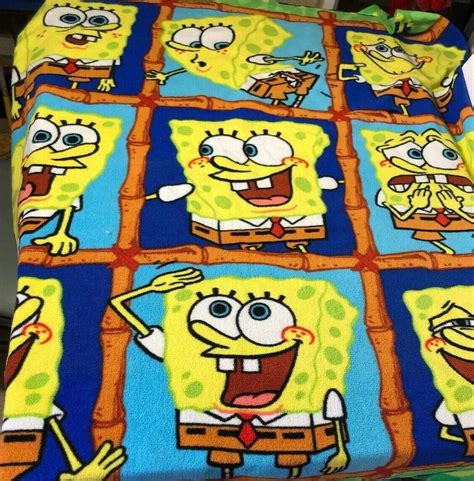Nickelodeon Spongebob Squarepants Fleece Throw Blanket Many Faces
