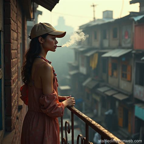 Princess Smoking On A Slum Balcony Stable Diffusion Online