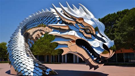 Dragon Garden Sculpture Stainless Steel Giant Life Size Polished