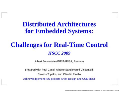 PDF Distributed Architectures For Embedded Systems Challenges People Rennes Inria Fr