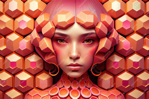 Premium Photo Futuristic Stylish Fashion Art With Hexagonal Shape Pattern And Vivid Pink Color