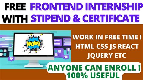 Free Frontend Online Internships With Stipend And Certificates Powerful Learning Internships