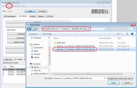 how to update fw via gui on the bluenrg bluenrg ms or spbtle rf