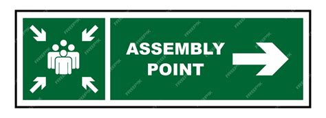 Premium Vector Emergency Evacuation Assembly Point Sign With Right
