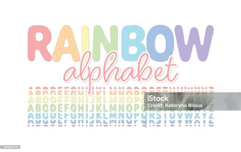 Ilustración De Alfabeto Arco Iris Colorido Fuente Apilada Eco Efecto