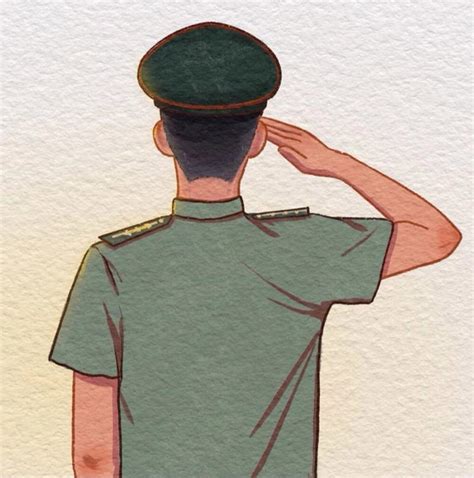 敬礼的军人背影简笔画怎么画（精选11张） 简笔画图片大全