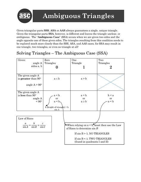 T7 Ambiguous Triangles Bp 8 17 18 Ambiguous Triangles Given