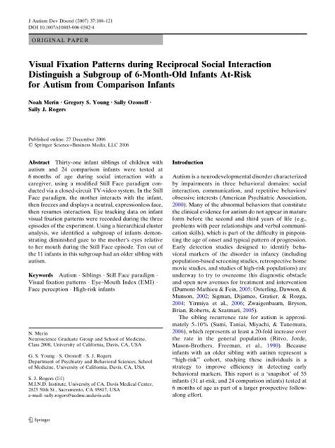 Visual Fixation Patterns During Reciprocal Social Fiu Infant Lab
