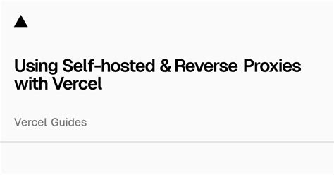 Using Self Hosted And Reverse Proxies With Vercel
