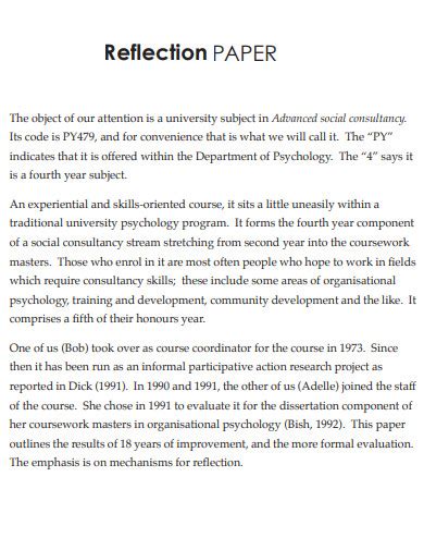 29 Reflection Paper Examples To Download