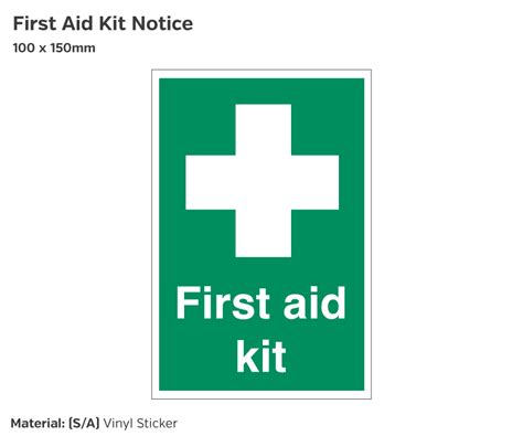 First Aid Kit Notice 100 X 150mm Vinyl Sticker Mileta Signs And Displays Limited