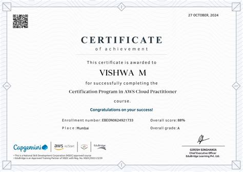 Aws Cloudcomputing Certification Awspractitioner Edubridge Vishwa M