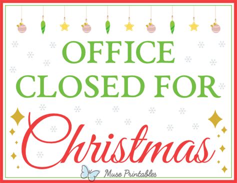 Printable Office Closed For Christmas Sign Free Download