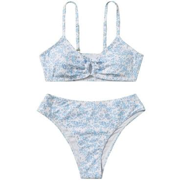Girls Cute 3 Piece Swimsuit V Neck Spaghetti Strap Triangle Bikini Set