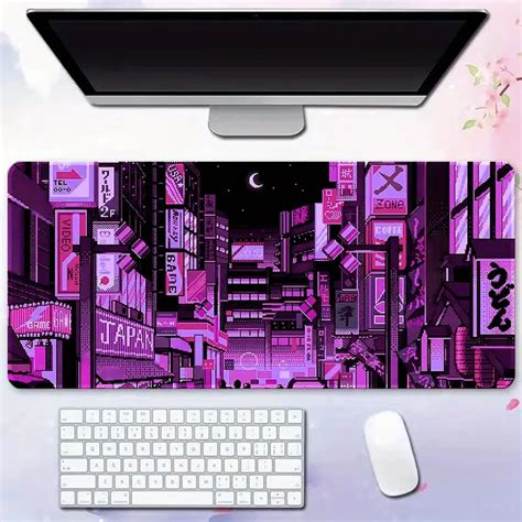 1pc 사이버 펑크 스타일 게임 마우스 패드 일본 건물 확장 대형 마우스 매트 큰 마우스 패드 키보드 스티치 Temu