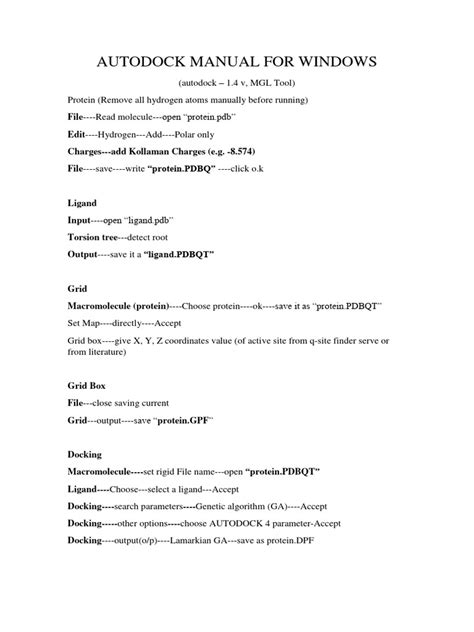 Autodock Manual For Windows Pdf