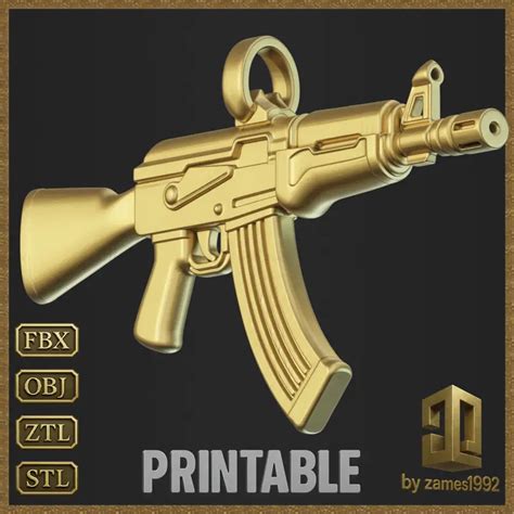 Assault Rifle Pendant Jewelry Design 3d Print Model