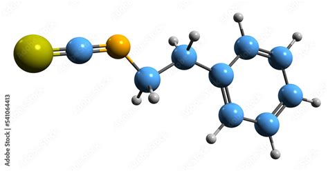 3d Image Of Phenethyl Isothiocyanate Skeletal Formula Molecular Chemical Structure Of