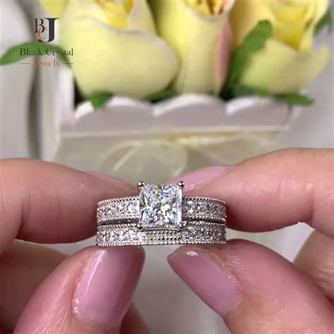 Simple Vintage Princess Cut Engagement Rings