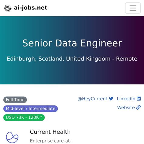 [hiring] senior data engineer remote r ai ml jobs
